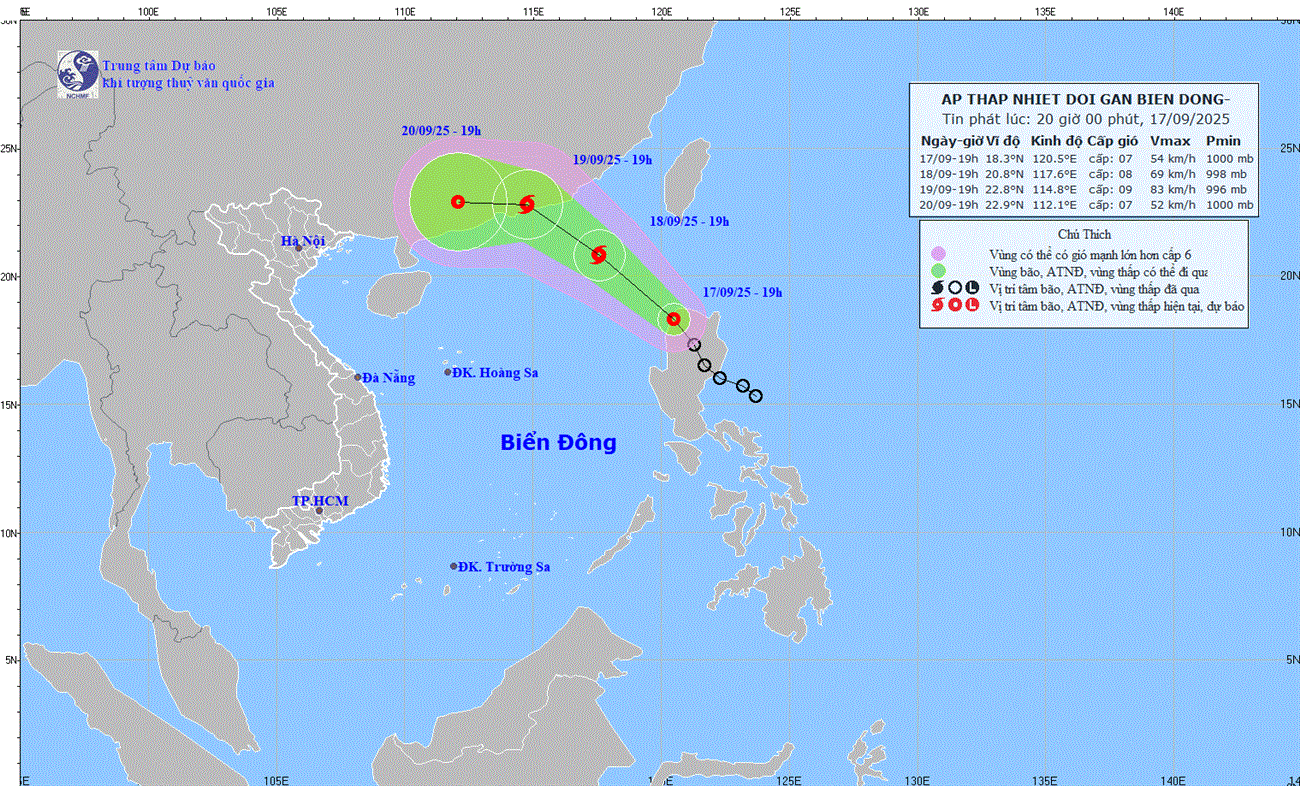 Dự báo thời tiết biển đêm 17/09 ngày 18/09 năm 2025